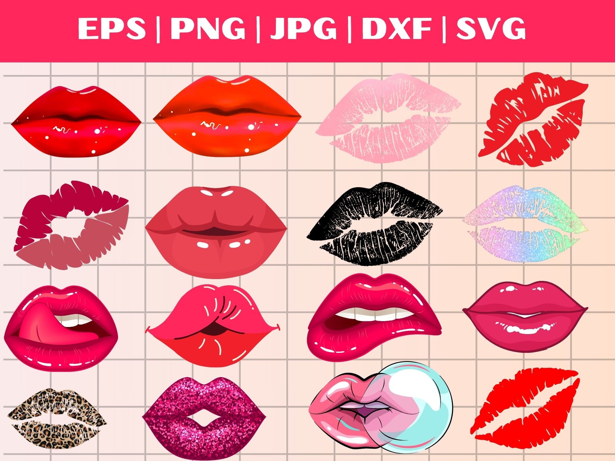 Lips Red Clipart Border