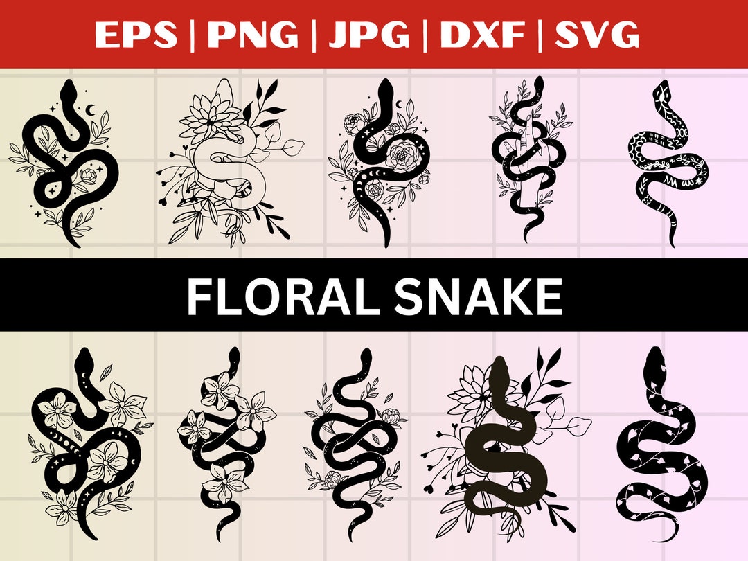 FLORAL SNAKE SVG Snake Svg Bundle Floral Snake Svg Png Dxf Jpg ...