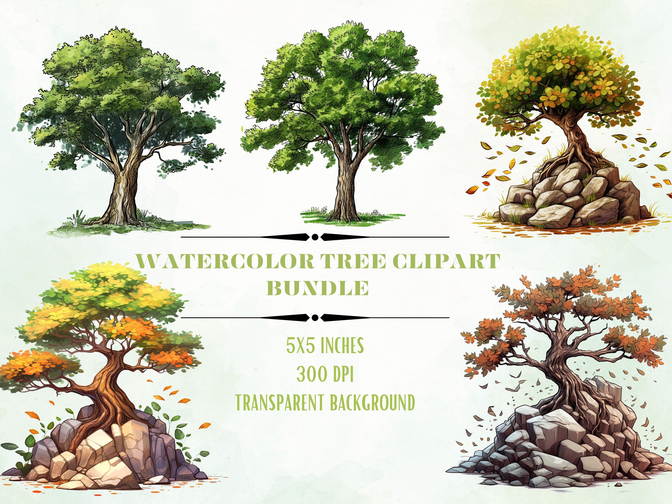 Watercolor Tree Clipart PNG Instant Download Forest Digital ...