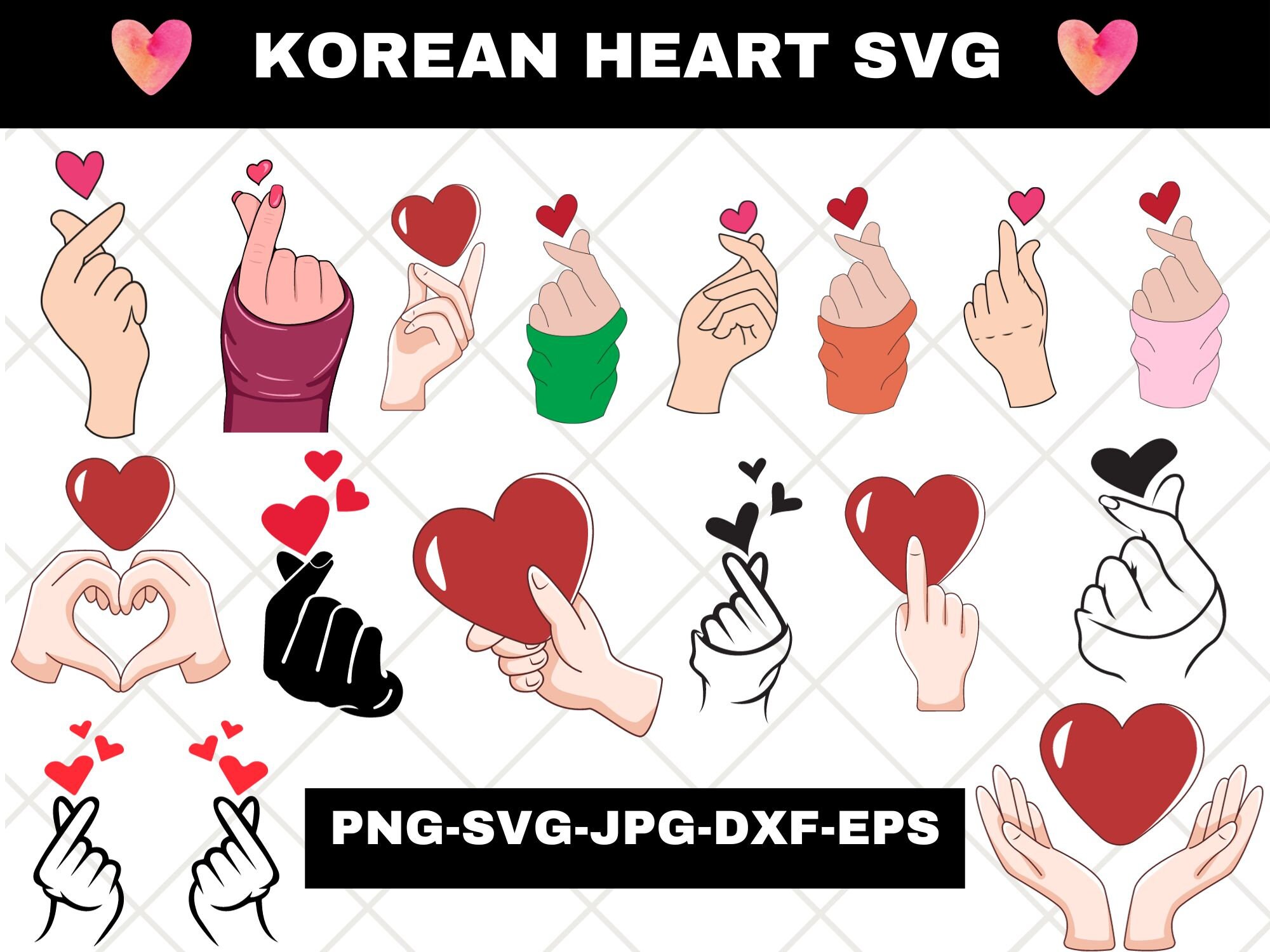 Korean Heart SVG Hand Sign Heart Sign Png DXF EPS Cricut Silhouette ...