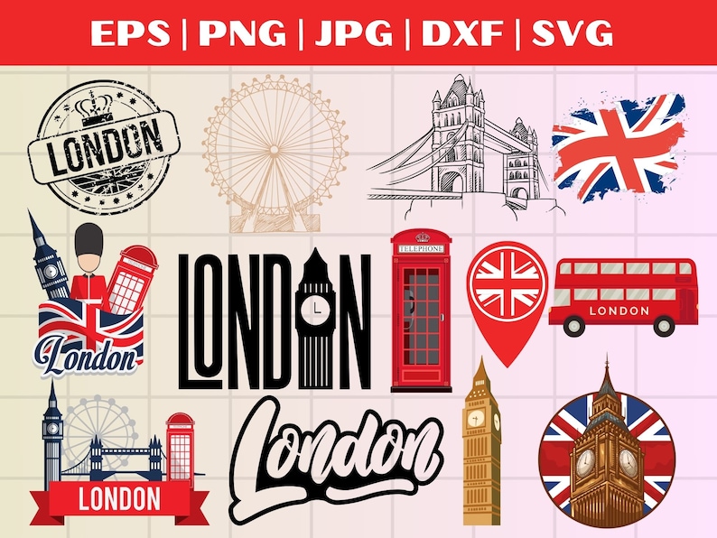 London Svg Bundle London Eye Svg London Bridge Svg London Illustration ...