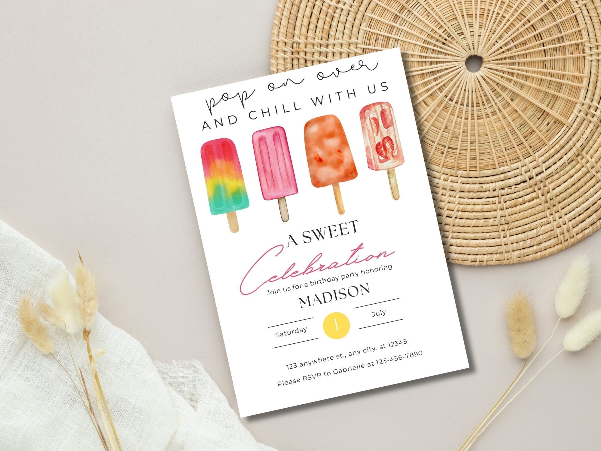 Popsicle Birthday Invitation, Popsicle Birthday Party, Summer Birthday ...