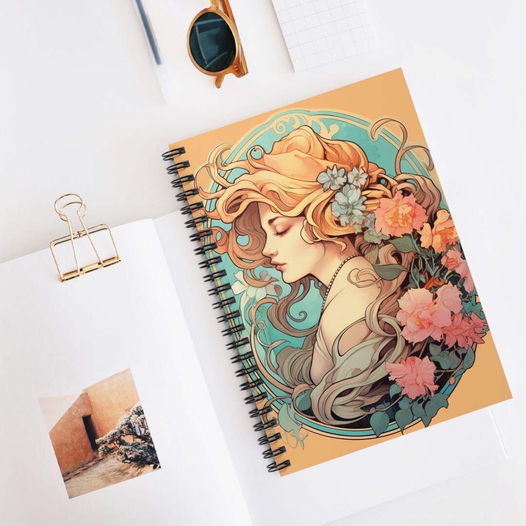 Alphonse Mucha Inspired | Spiral Journal | Writing Notebook | Lined ...