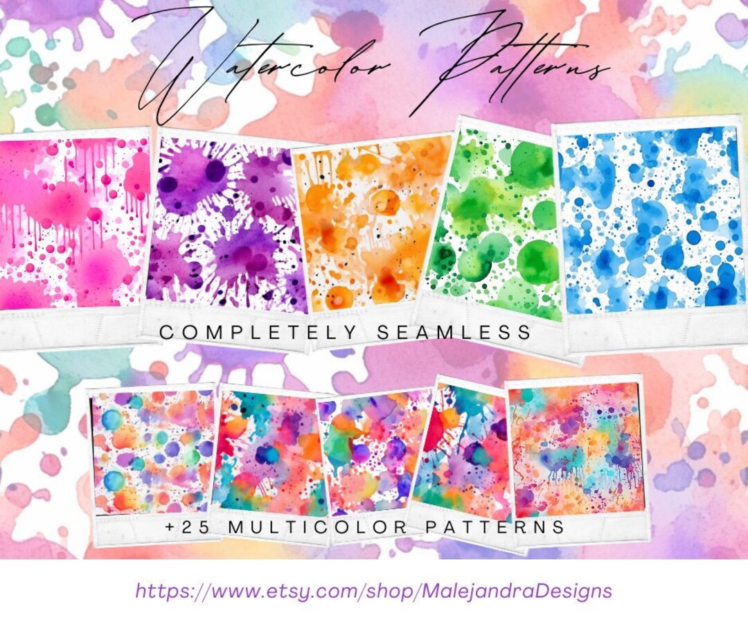 Pattern Bundle, +70 Watercolor Splatter Textures for Designers and ...