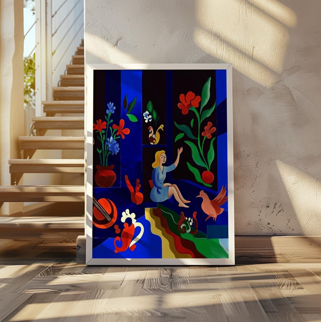 Marc Chagall Inspired Cubism Art Poster – Whimsical Composition Nature ...
