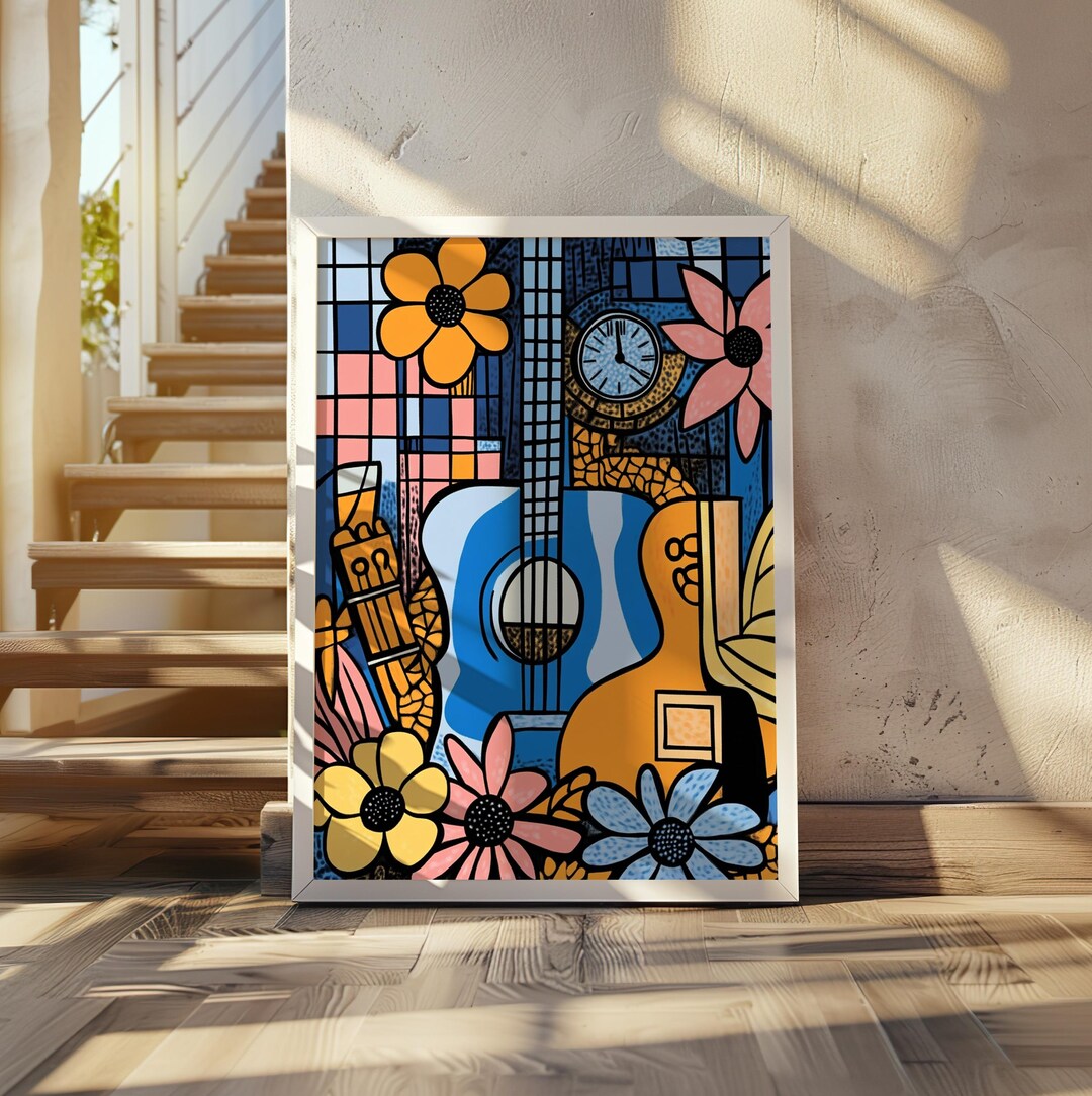 Pablo Picasso Inspired Cubist Poster - Print - Floral Still Life - Wall ...