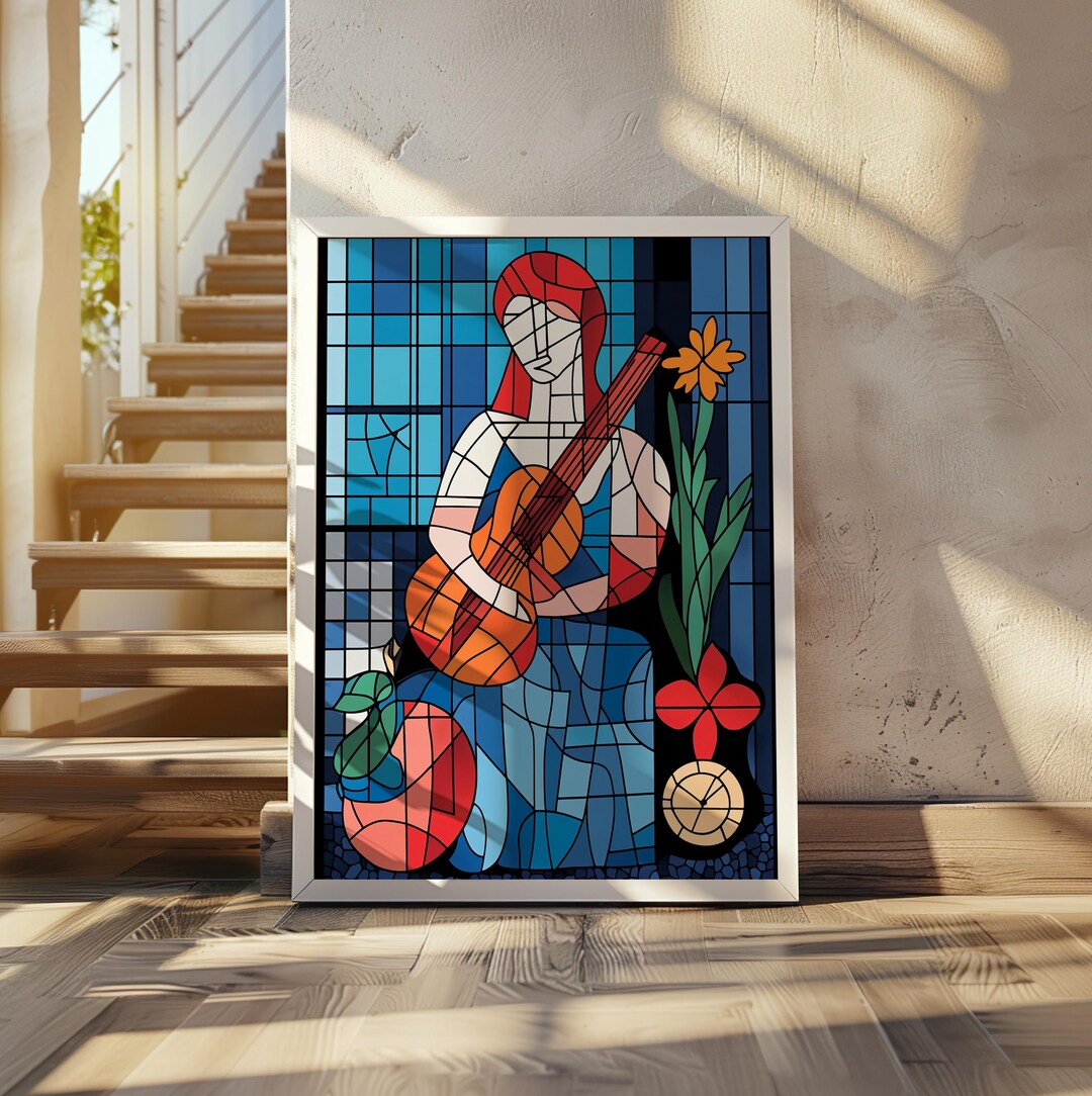 Pablo Picasso Inspired Cubist Poster - Print - Floral Still Life - Wall ...