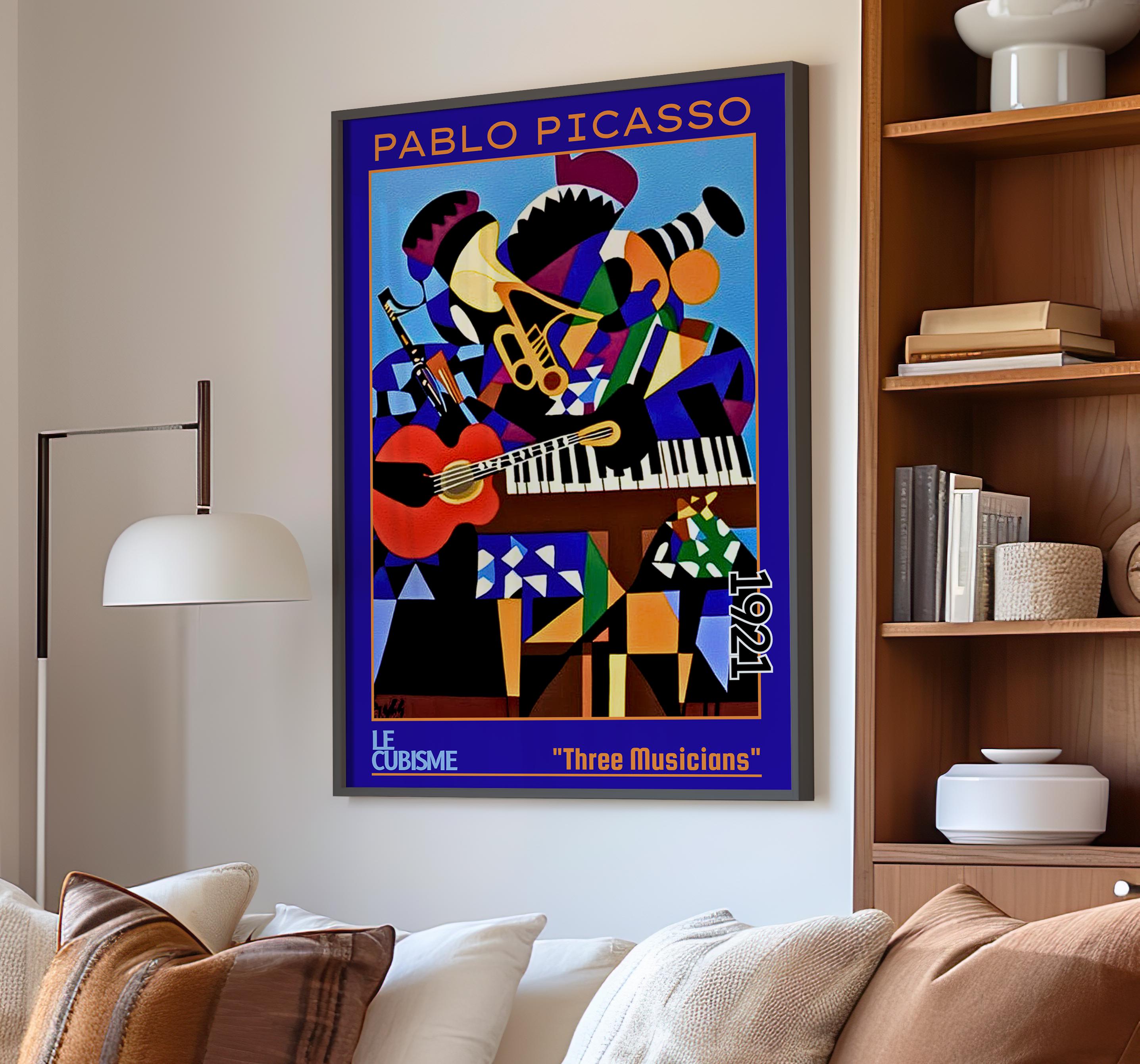 Three Musicians 1921 Pablo Picasso Poster Bold Cubist Wall Art Abstract ...