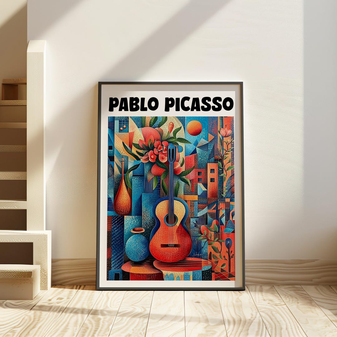 Pablo Picasso Inspired Cubist Poster Print Floral Still Life Wall Decor ...