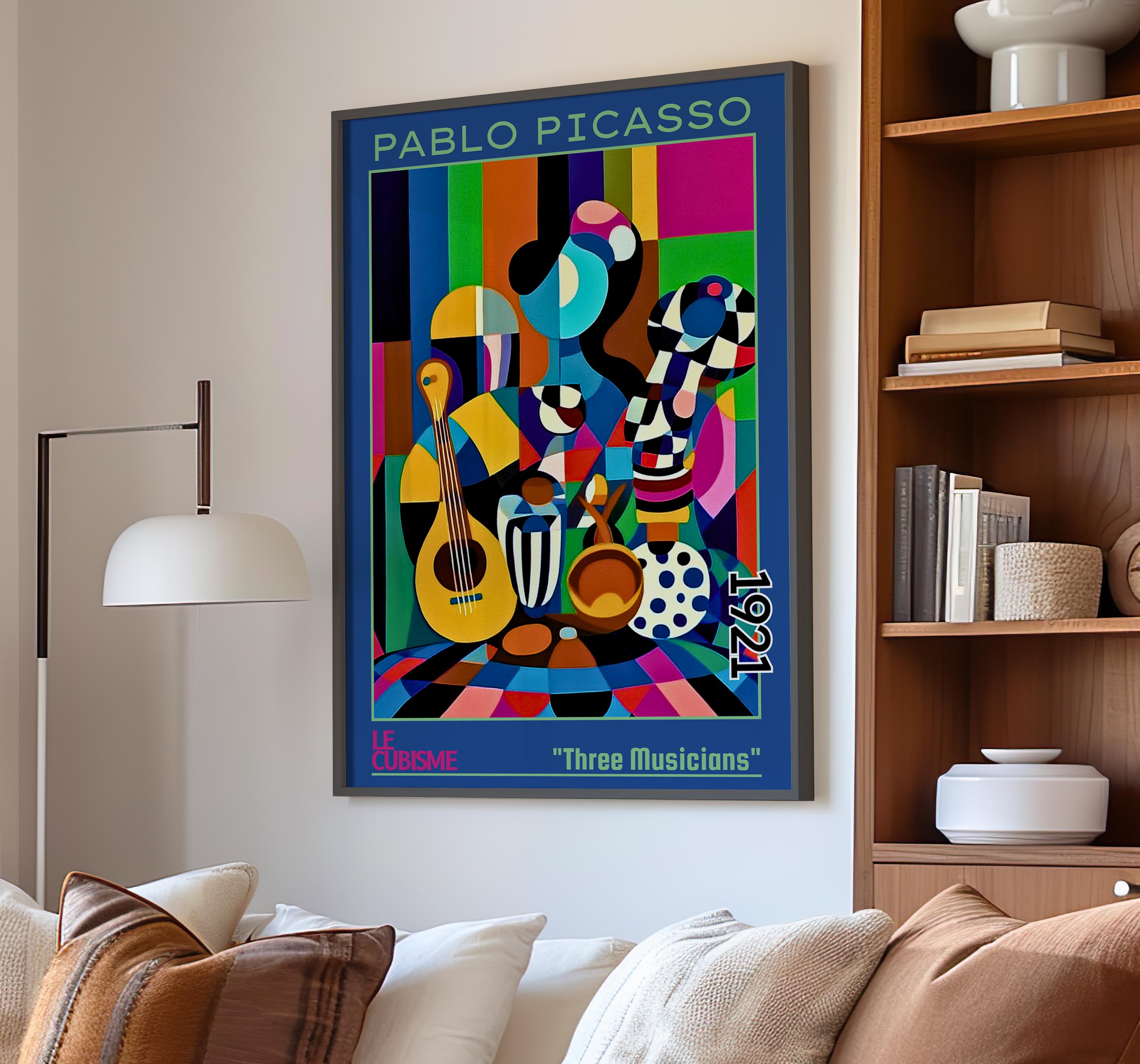 Three Musicians 1921 Pablo Picasso Poster Bold Cubist Wall Art Abstract ...