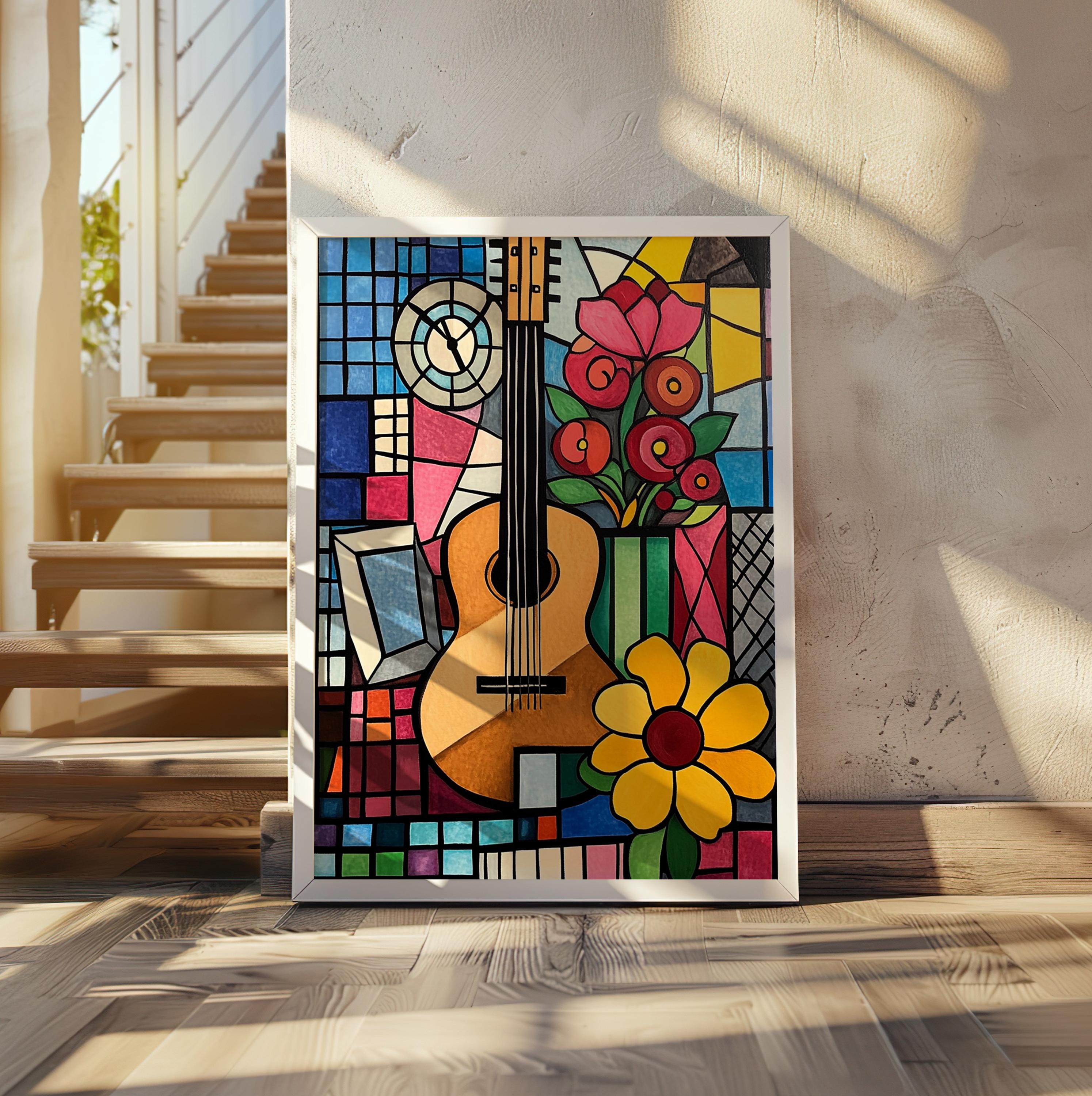 Pablo Picasso Inspired Cubist Poster - Print - Floral Still Life - Wall ...