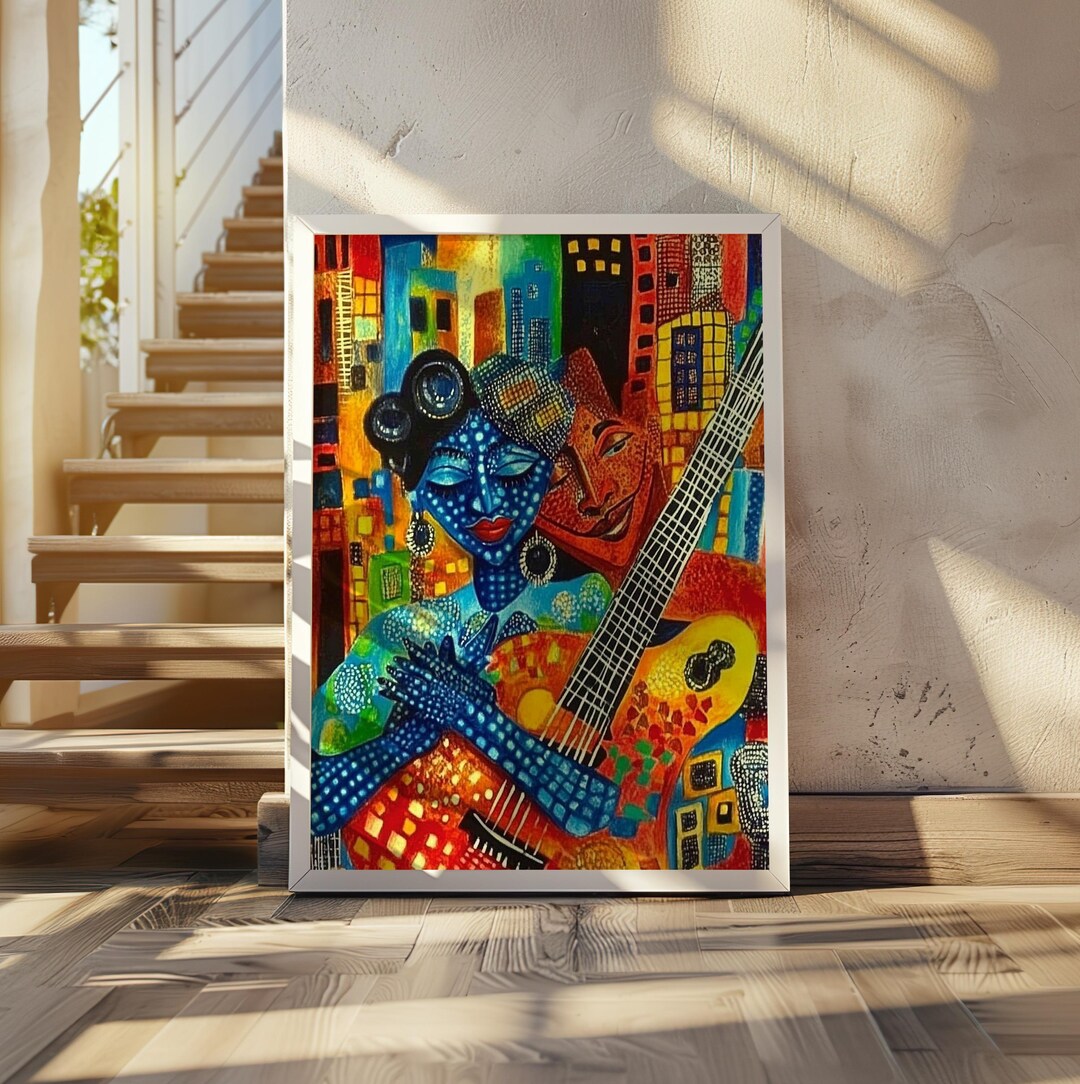 Romare Bearden-inspired Cubism Art Print Poster Vibrant Abstract ...