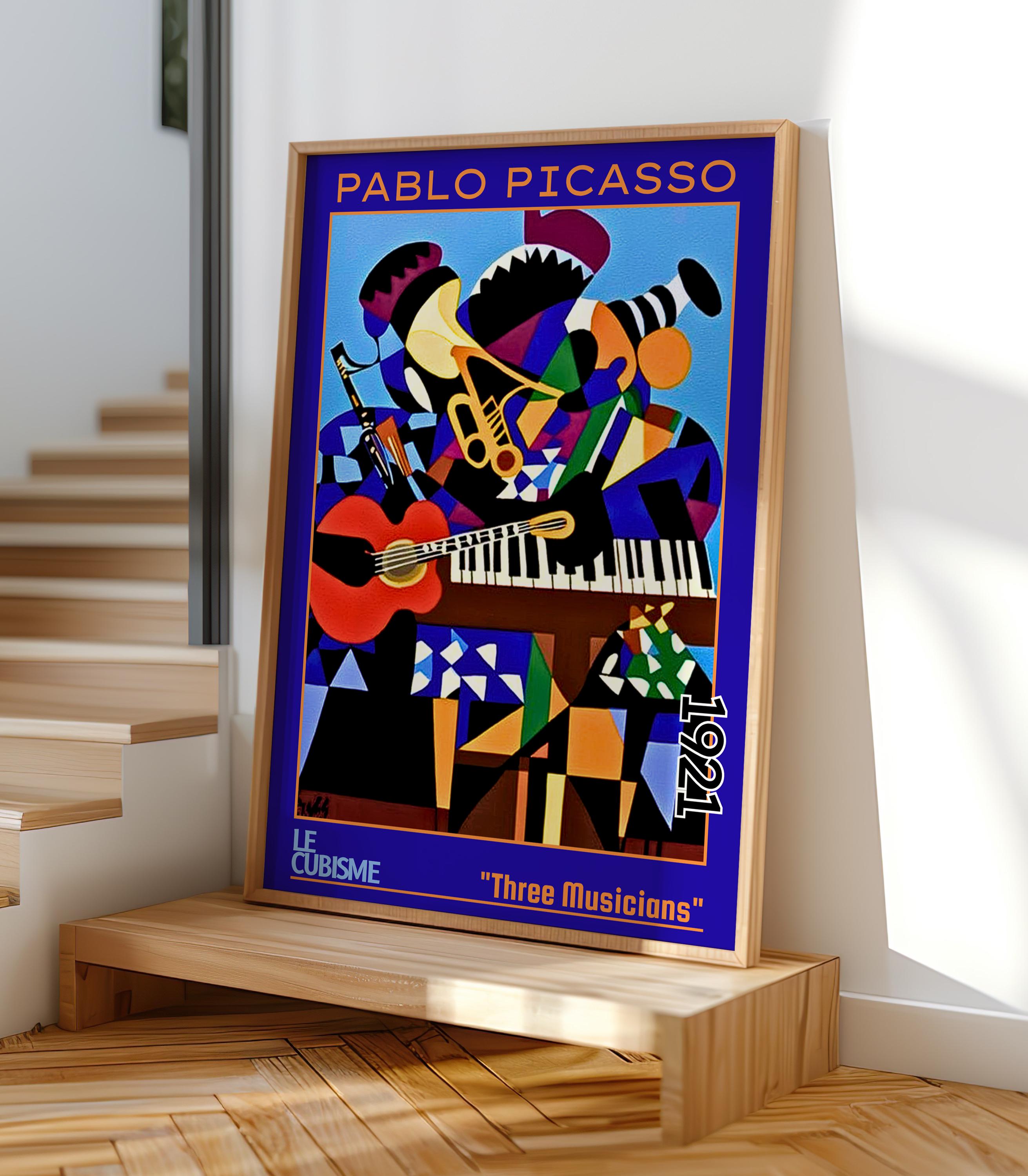 Three Musicians 1921 Pablo Picasso Poster Bold Cubist Wall Art Abstract ...
