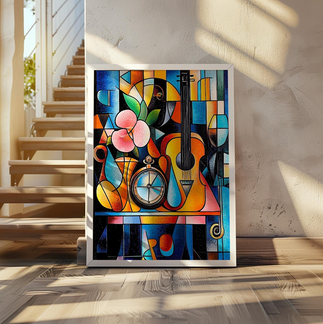 Pablo Picasso Inspired Cubist Poster - Print - Floral Still Life - Wall ...