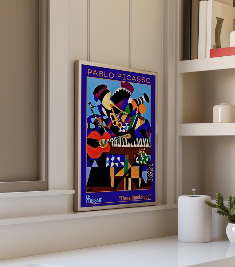 Three Musicians 1921 Pablo Picasso Poster Bold Cubist Wall Art Abstract ...