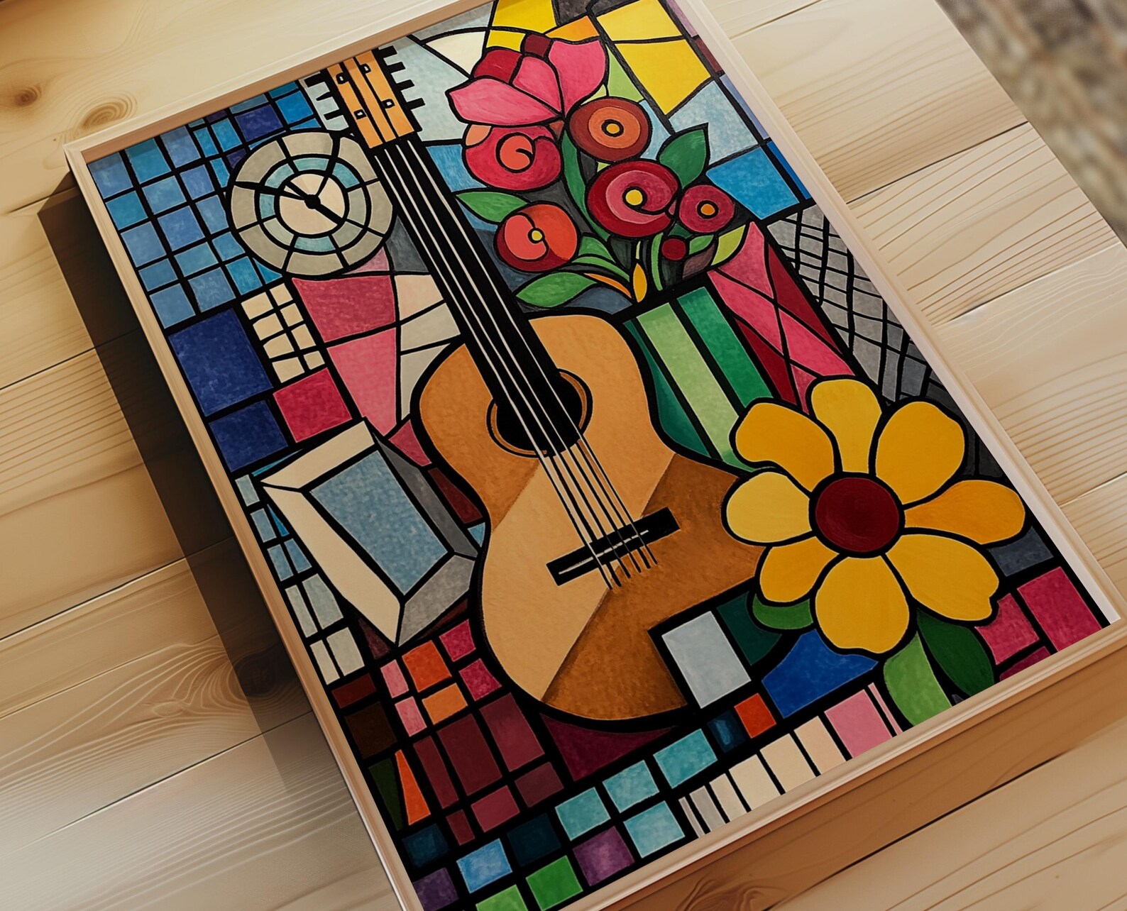 Pablo Picasso Inspired Cubist Poster - Print - Floral Still Life - Wall ...