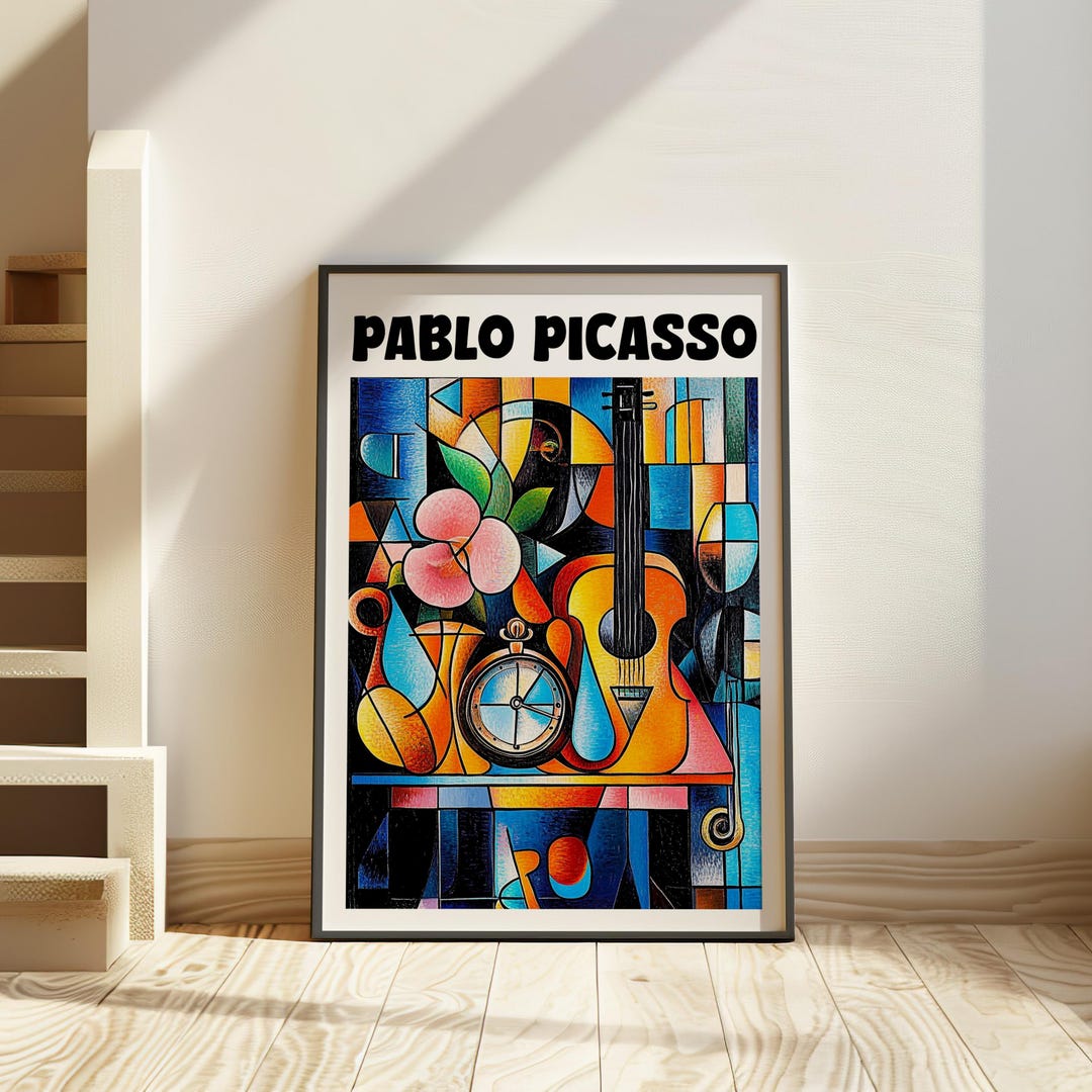 Pablo Picasso Inspired Cubist Poster - Print - Floral Still Life - Wall ...