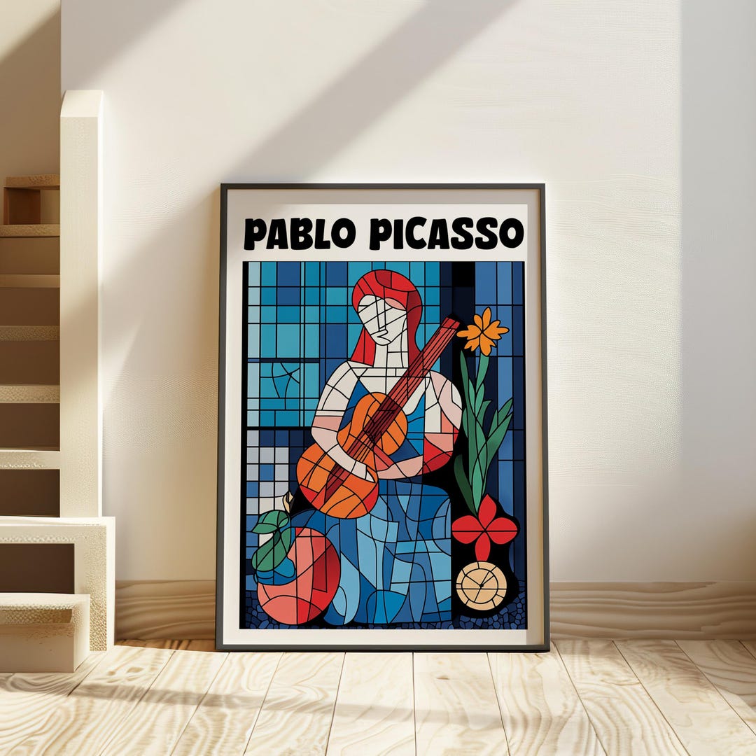 Pablo Picasso Inspired Cubist Poster Print Floral Still Life Wall Decor ...