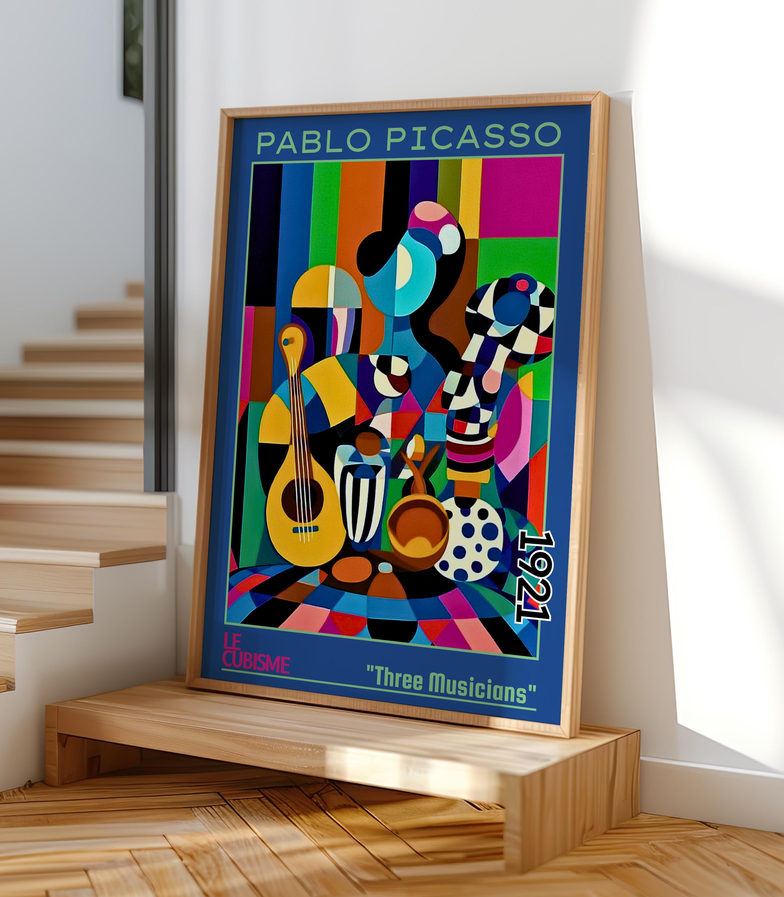 Three Musicians 1921 Pablo Picasso Poster Bold Cubist Wall Art Abstract ...