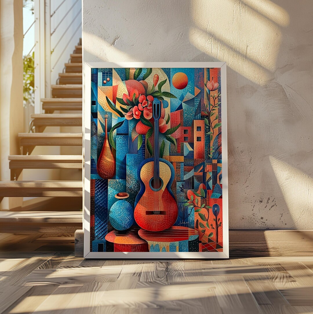 Pablo Picasso Inspired Cubist Poster - Print - Floral Still Life - Wall ...