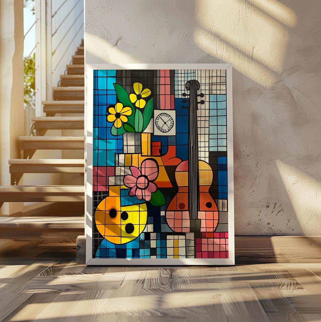 Pablo Picasso Inspired Cubist Poster - Print - Floral Still Life - Wall ...