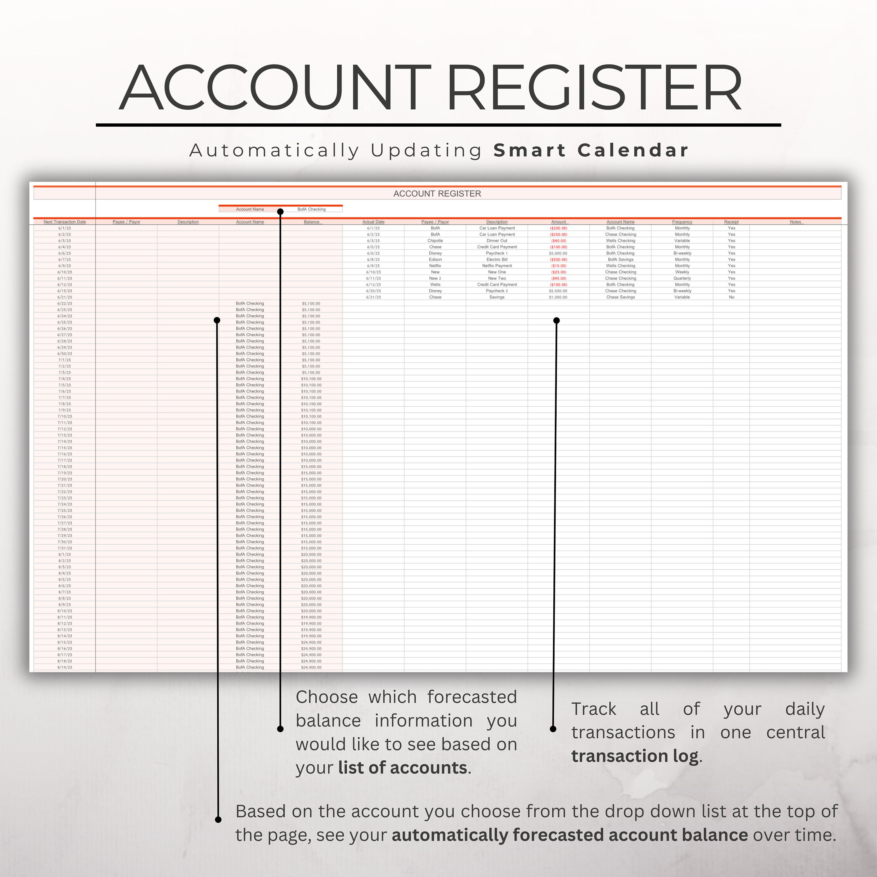 Account Register Spreadsheet Google Sheets Template Sinking - Etsy
