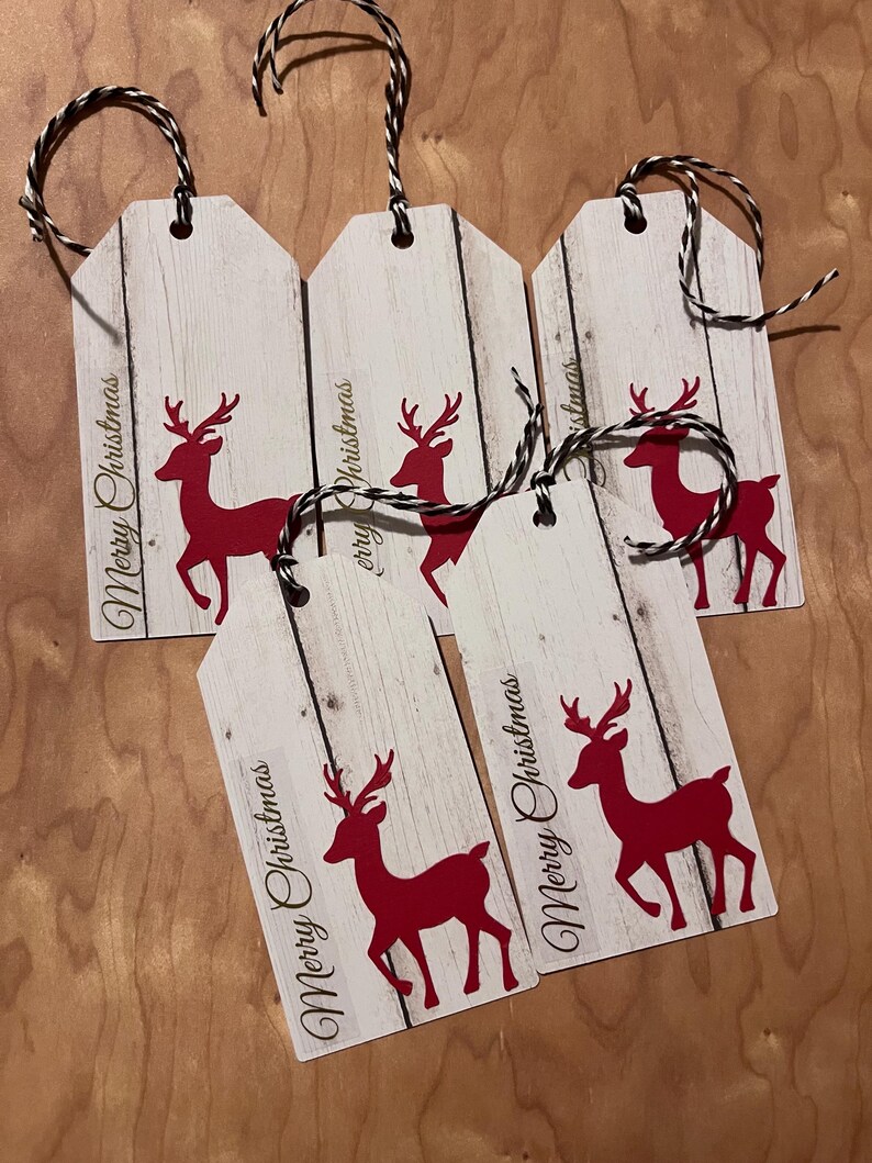5 Christmas Gift Tags (deer) *FREE Shipping*holiday Tags Christmas Tags ...