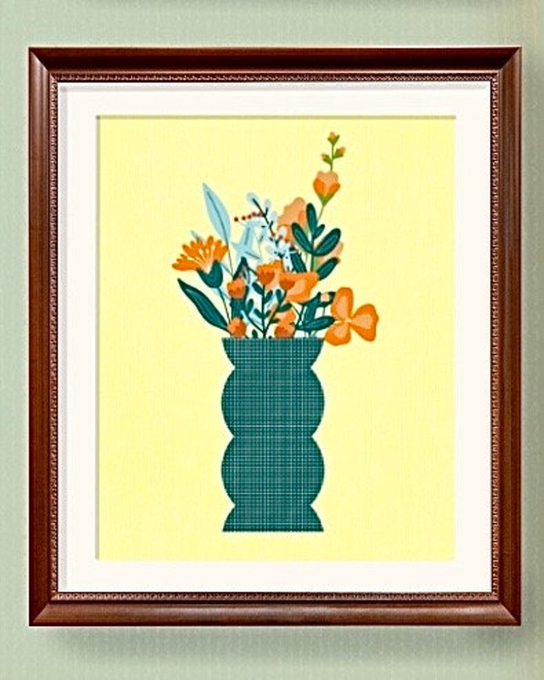 2D Modern Art Style Vase of Flowers Art Print Digital File Download - Etsy