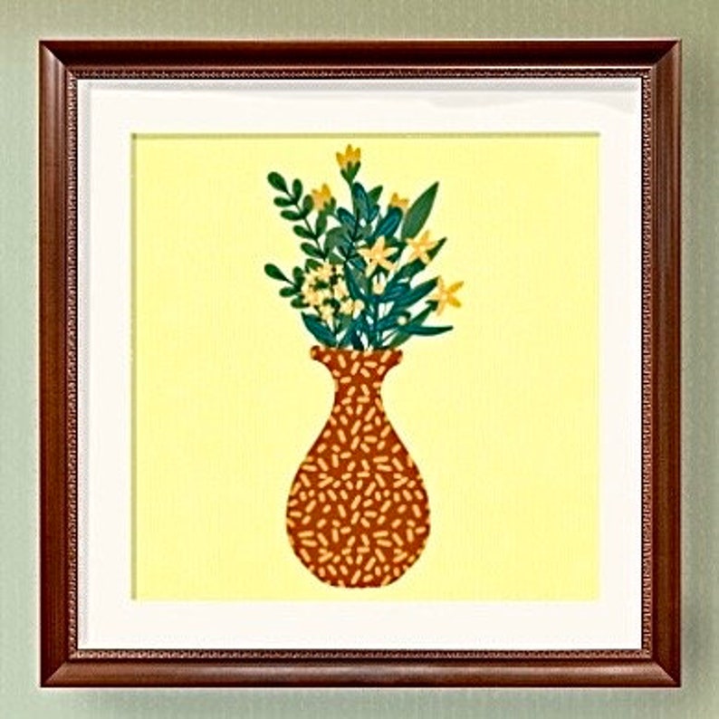 2D Modern Art Style Vase of Flowers Art Print Digital File Download - Etsy