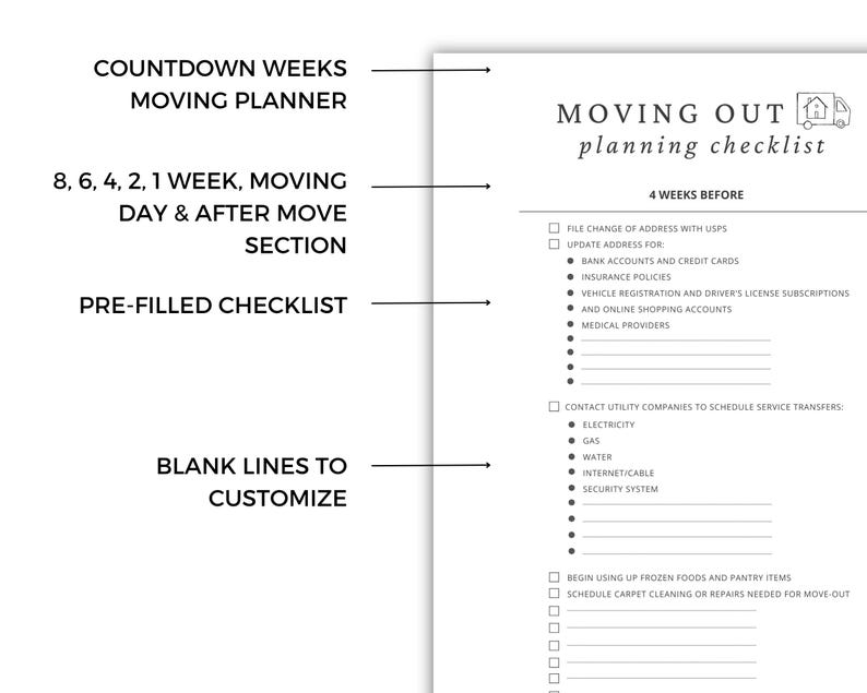 Moving Out Printables, Moving Checklist, Moving Out Printable Checklist ...