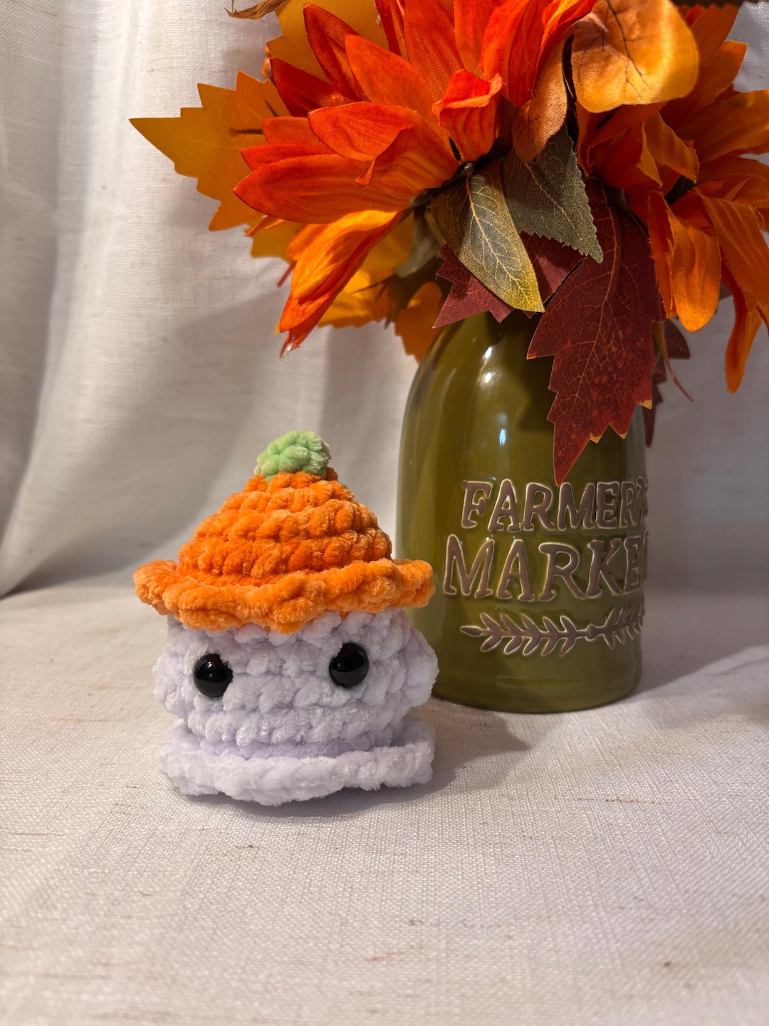 Crochet Mushroom Ghost Plushie | Fuzzy Halloween Amigurumi - Etsy