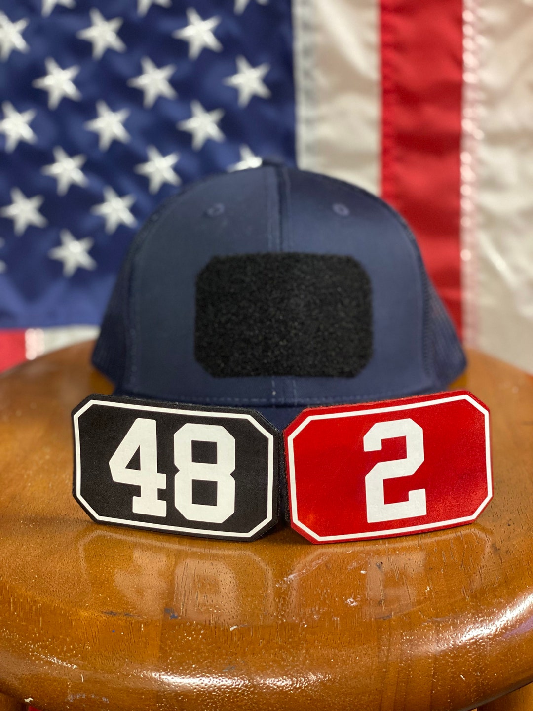 Two Customizable hook and Loop Leather Passport Patches and One Hat for Firefighters - Etsy