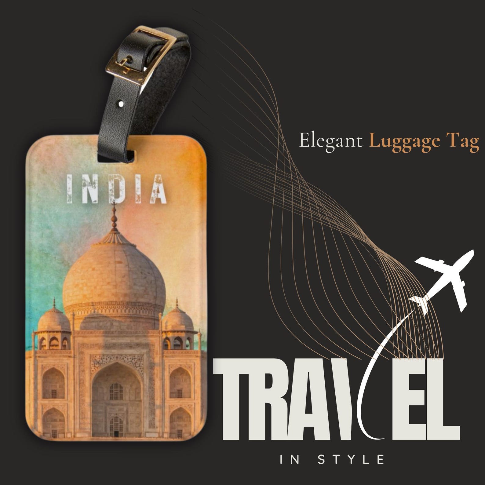 Taj Mahal Luggage Tag, Travel Baggage Identifier, Wanderlust Suitcase ...
