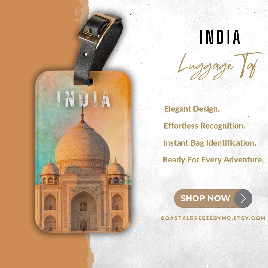 Taj Mahal Luggage Tag, Travel Baggage Identifier, Wanderlust Suitcase ...