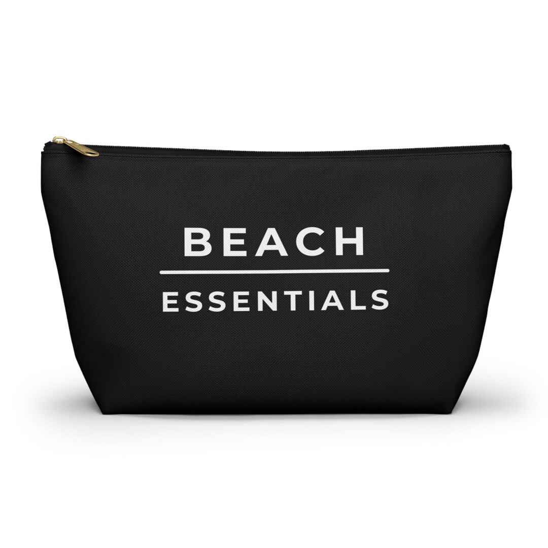 Beach Essentials Zipper Pouch Black Travel Organizer for Sunscreen ...