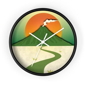 Retro Volcano Wall Clock Unique Minimalist Art Modern Wooden Clock With ...