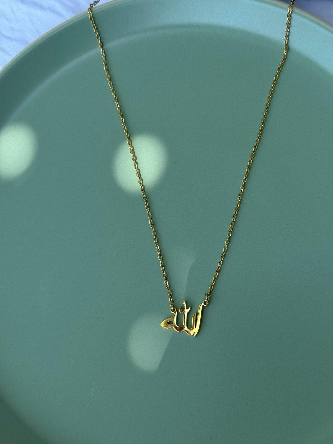 Allah Calligraphy Gold Heart Necklace, Dainty Allah Necklace, Islamic ...