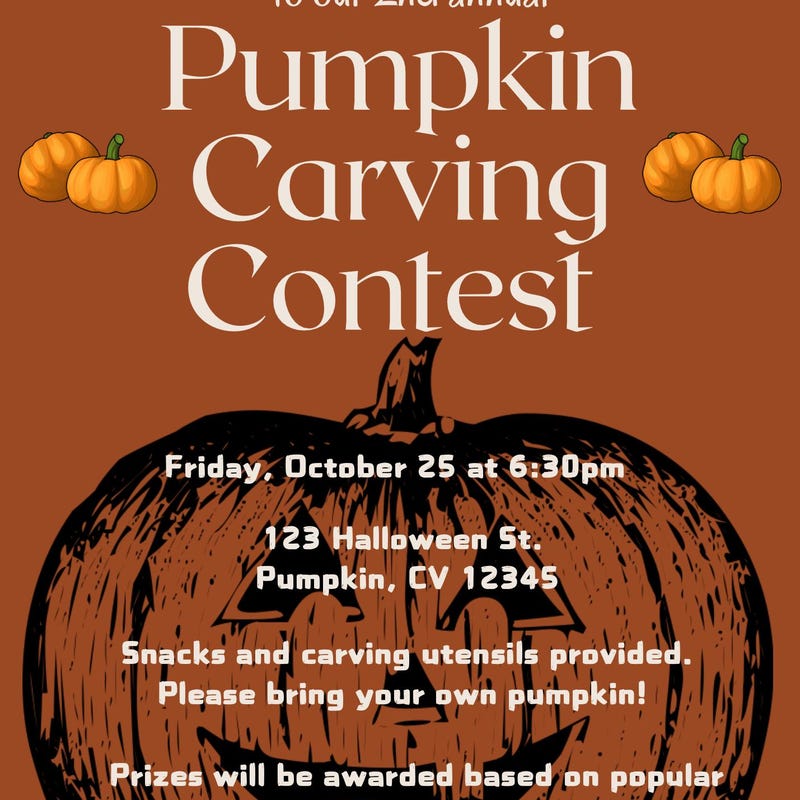 Pumpkin Contest Flyer - Etsy