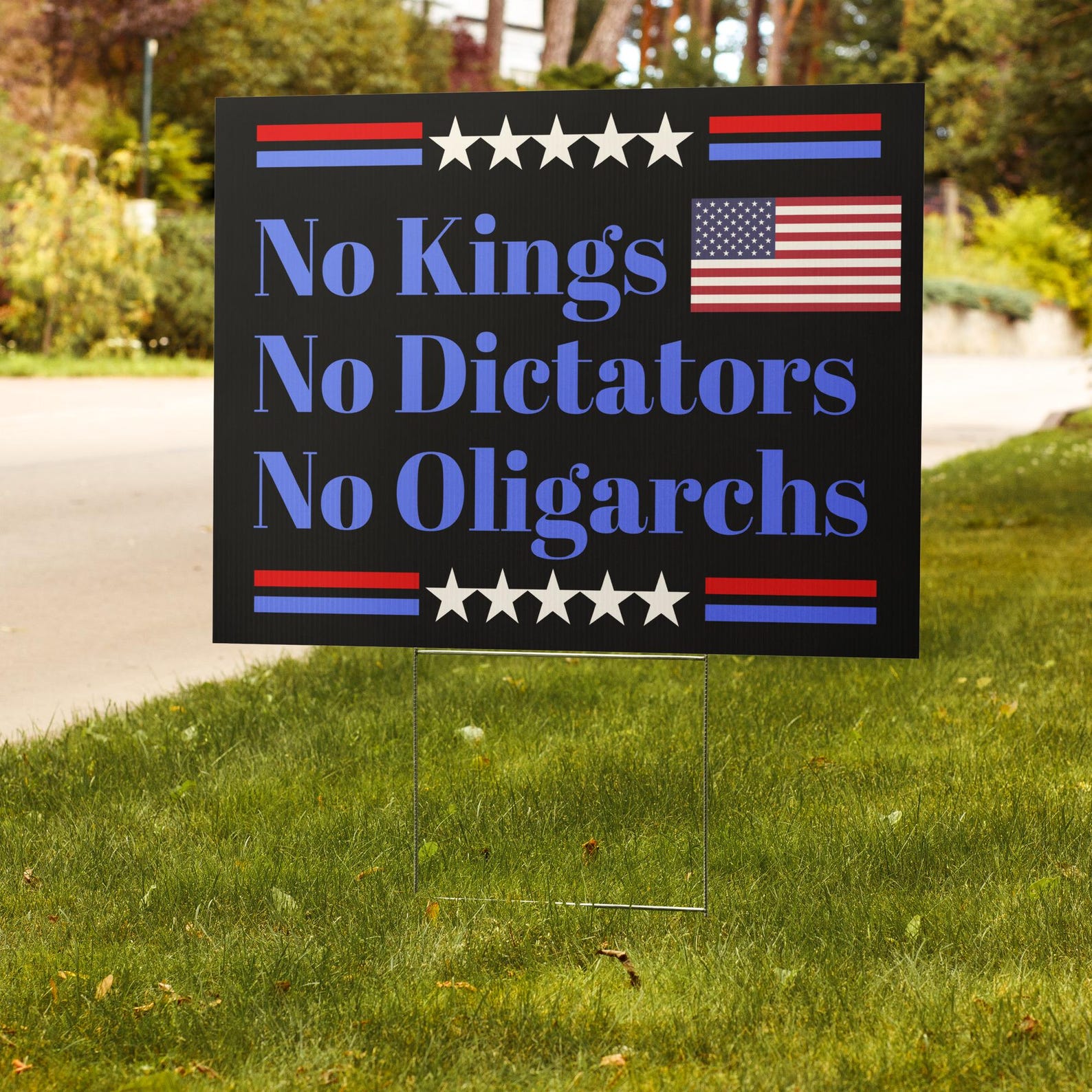 No Kings No Dictators No Oligarchs Yard Sign – Pro-democracy Lawn Decor ...