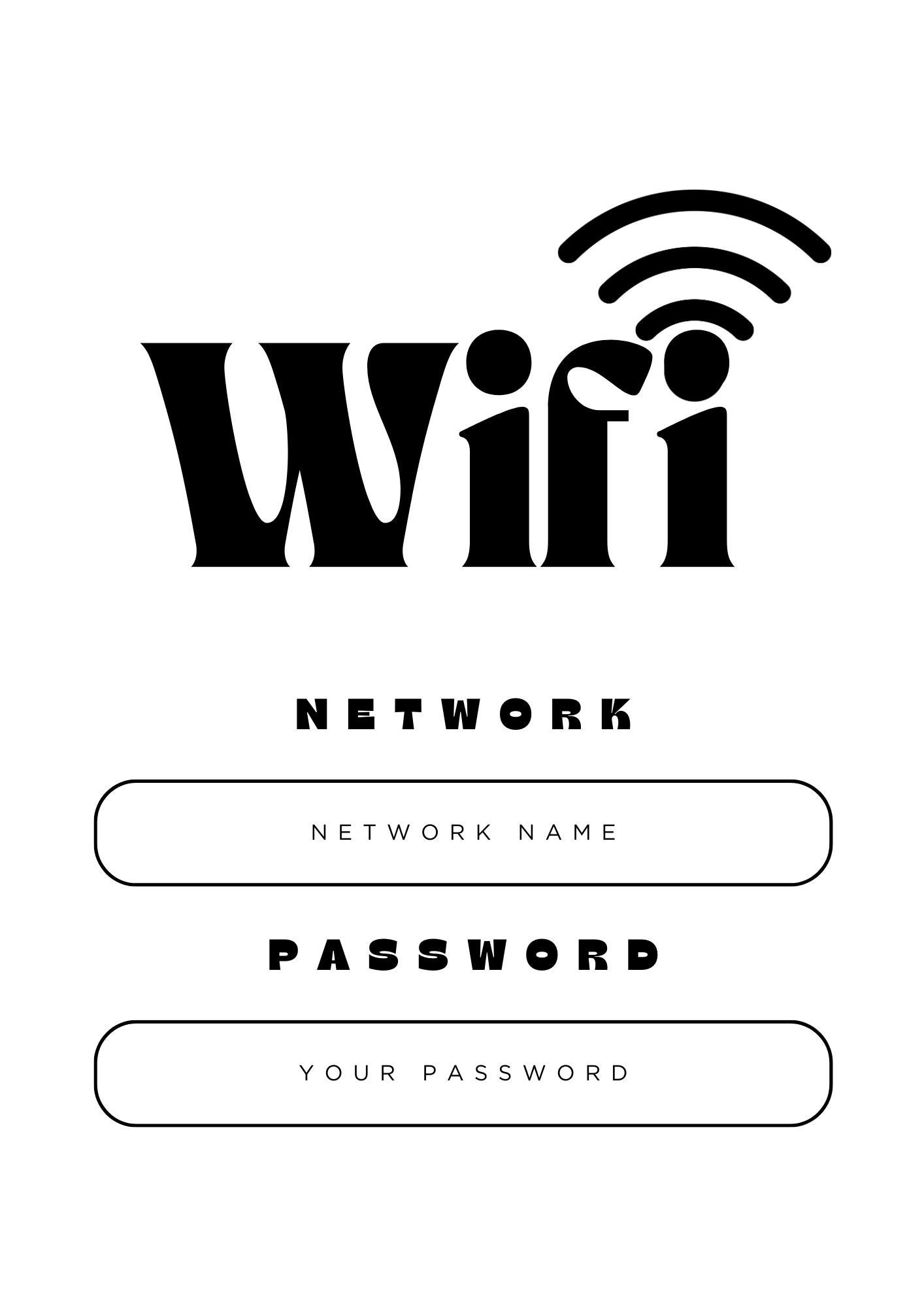 WIFI PDF Printable Network Name Password - Etsy