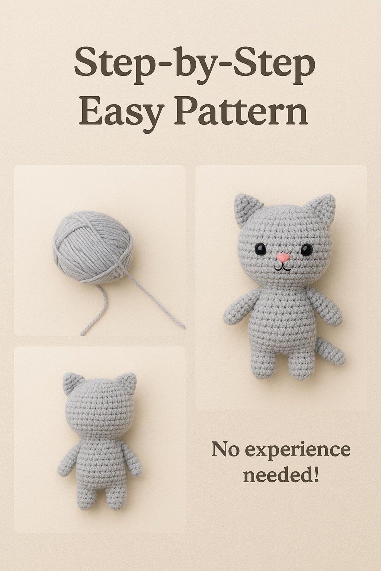 Mini Cat Amigurumi Crochet Pattern PDF | Easy Beginner Plushie Toy ...