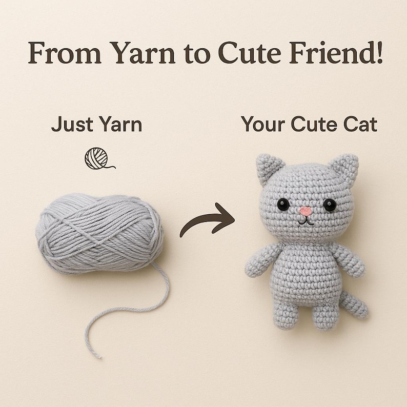 Mini Cat Amigurumi Crochet Pattern PDF | Easy Beginner Plushie Toy ...