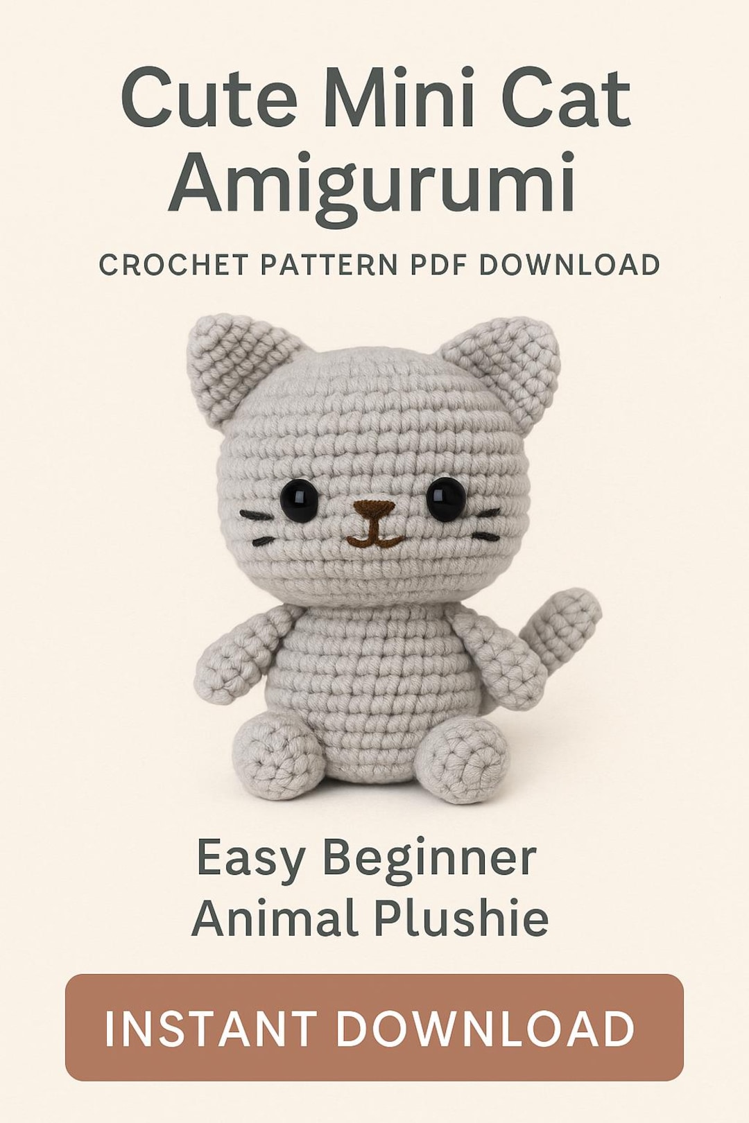 Mini Cat Amigurumi Crochet Pattern PDF | Easy Beginner Plushie Toy ...