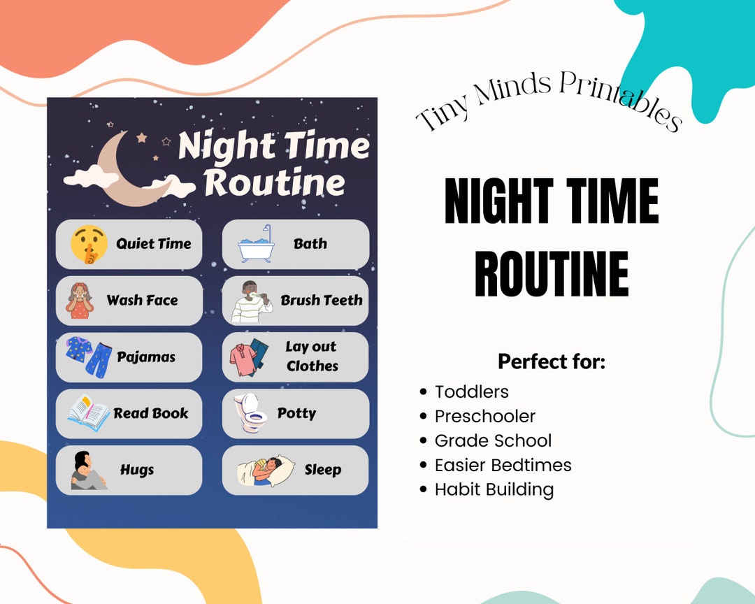 Night Time Routine - Bedtime Schedule for Toddlers, Preschoolers ...