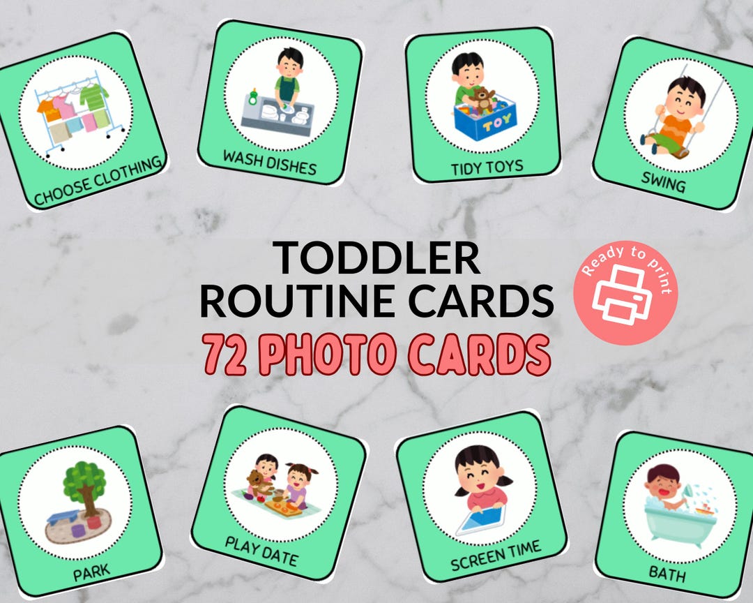 Toddler Routine Cards - 72 Cards for a Visual Schedule - ASD, Non ...