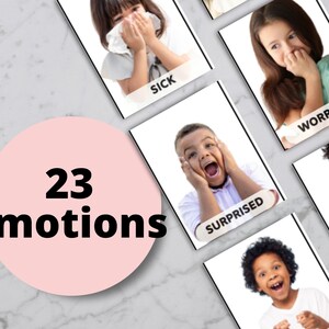 Emotion Flashcards - Toddlers, Preschool, Kindergarten, Montessori - 23 ...
