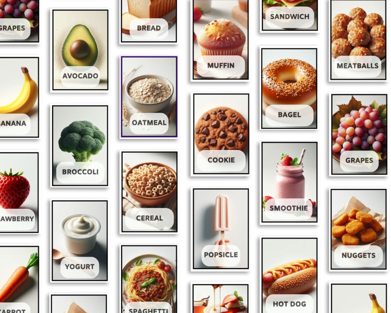 Food Flashcards for Toddlers, Preschoolers, and Non-verbal Individuals ...