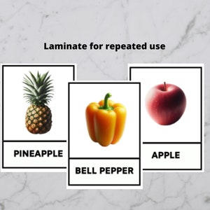 Fruit & Vegetable Flashcards - Montessori 3 Part Cards - Toddlers ...