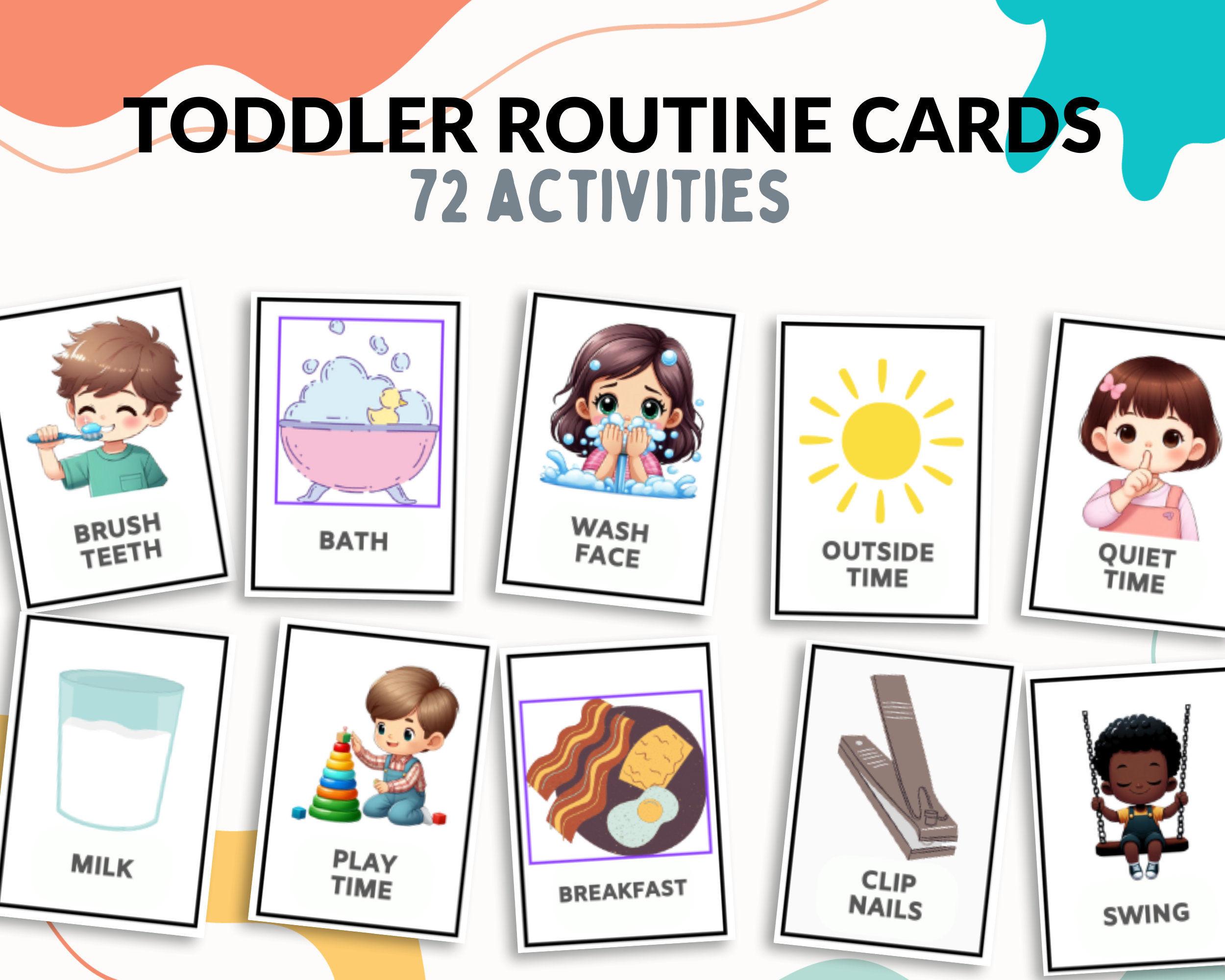 Toddler / Preschool Routine Rhythm Cards 72 Picture Cards for Daily ...