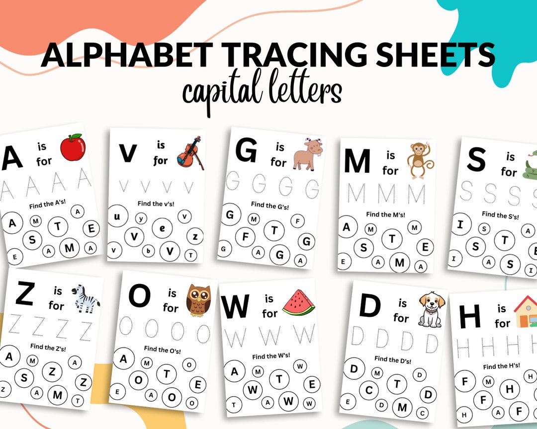 Printable Alphabet Tracing Bundle Trace & Find Capital Letters Learning ...